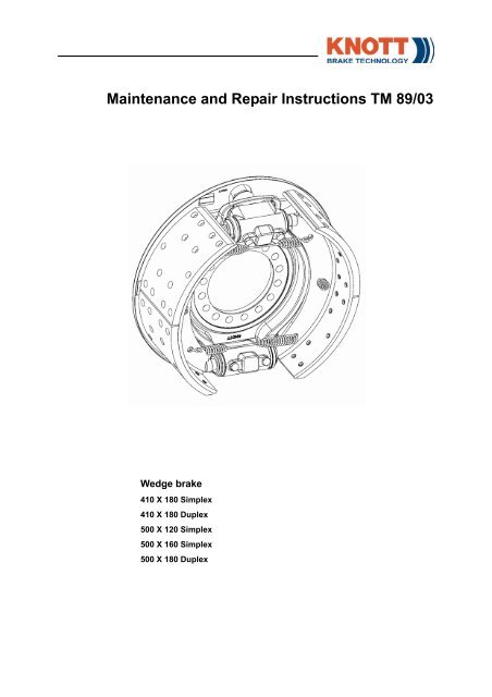 Maintenance and Repair Instructions TM 89/03 - Knott Brake Company