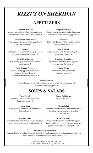 RIZZI'S ON SHERIDAN - Rizzi's Restaurant