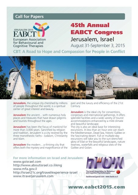 45th Annual EABCT Congress in Jerusalem - ISAS International ...