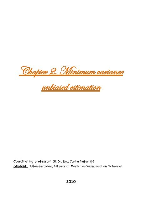 Chapter 2 Minimum Variance Unbiased Estimation