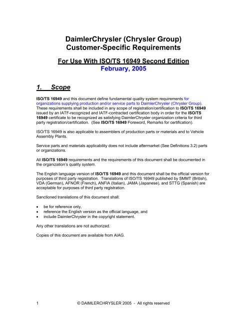 TS 16949 Customer-Specific Requirements - QSI META Consultores