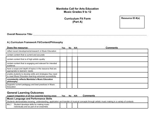 manitoba music curriculum
