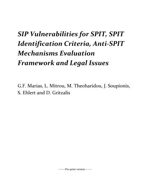 19 SIP Vulnerabilities for SPIT, SPIT Identification Criteria, Anti ...