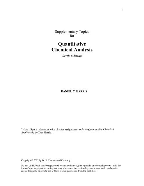Quantitative Chemical Analysis - WH Freeman