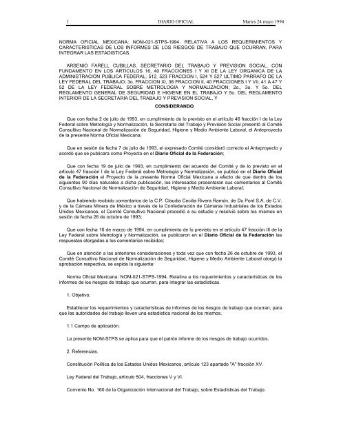 NOM-021-STPS-1994 - Normas Oficiales Mexicanas de Seguridad y ...