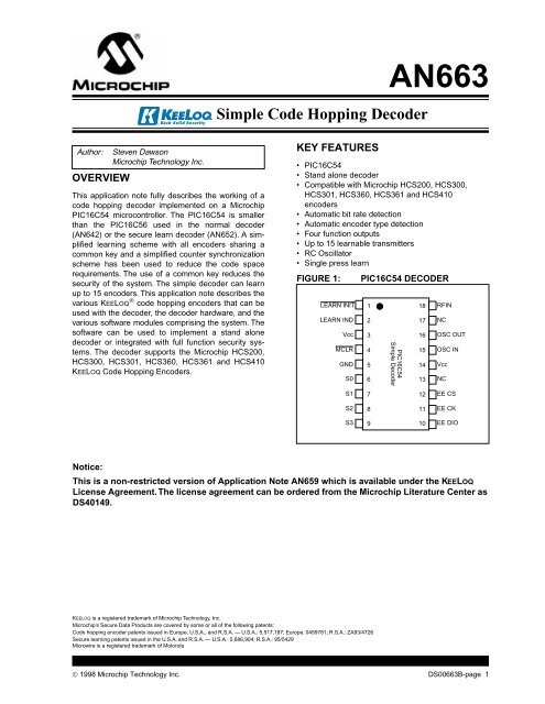 An663 Simple Code Hopping Decoder