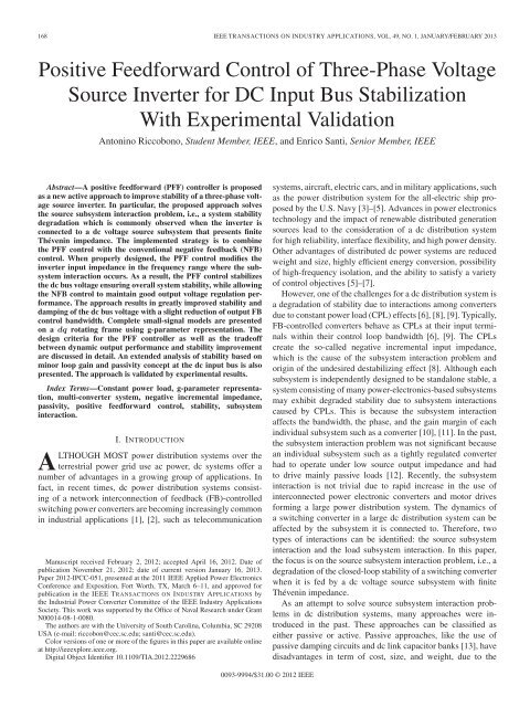 Positive Feedforward Control of Three-Phase Voltage ... - IEEE Xplore