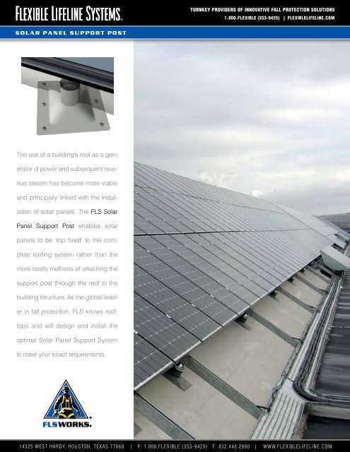 Solar Panel Support Post - Flexible Lifeline Systems