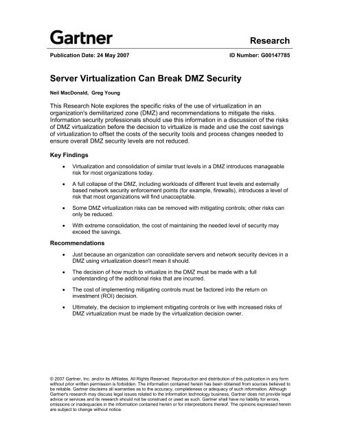 Server Virtualization Can Break Dmz Security Vmware Communities