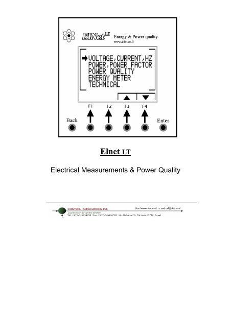 ElNet LT User Manual - Elnet best Power and energy quality meters