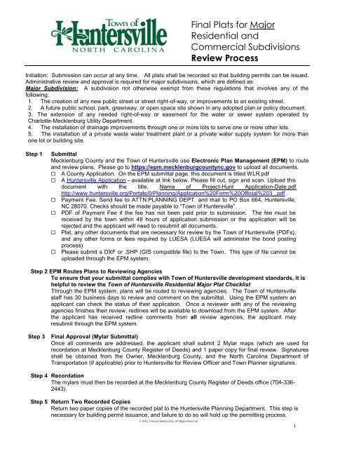 Final Plat Commercial Review Process - Huntersville