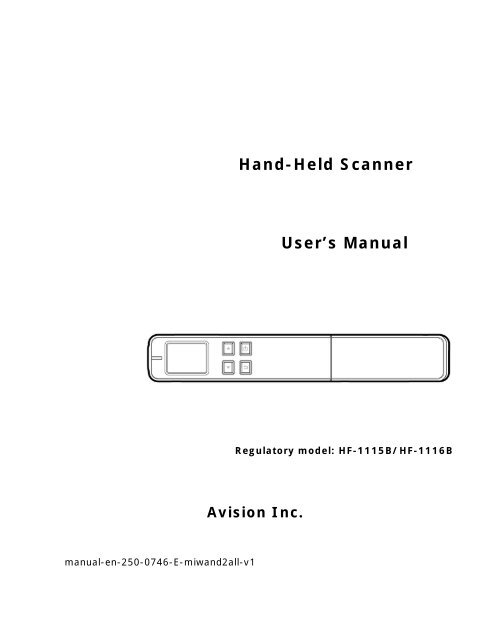Hand-Held Scanner User's Manual - Avision MiWand 2 PRO