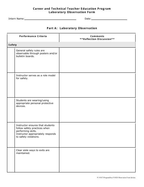 VOED Lab Observation Form