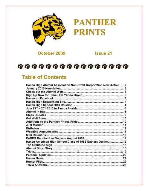 panther prints - Hanau American High School Alumni