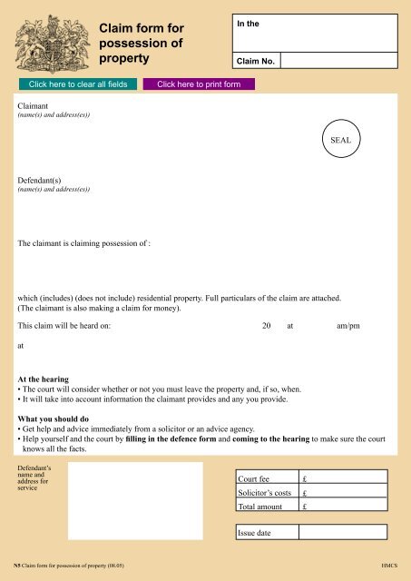 Claim form for possession of property.pdf