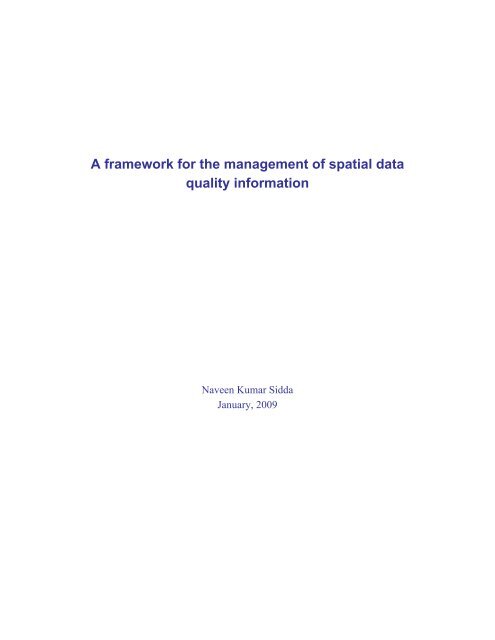 A framework for the management of spatial data quality information