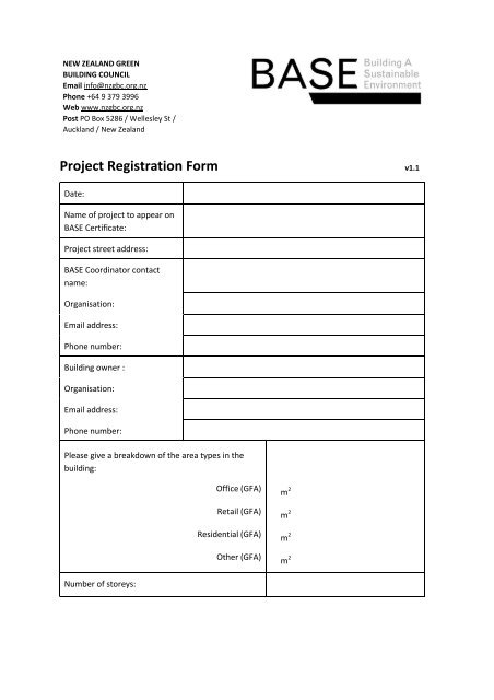 Project Registration Form The New Zealand Green Building Council