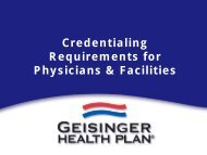 GHP Family Provider Manual - Geisinger Health Plan