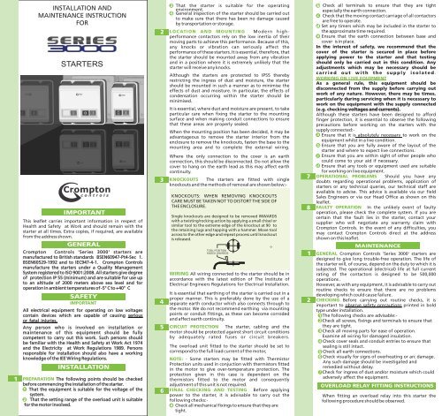 CC Series 3000 General Manual - Crompton Controls