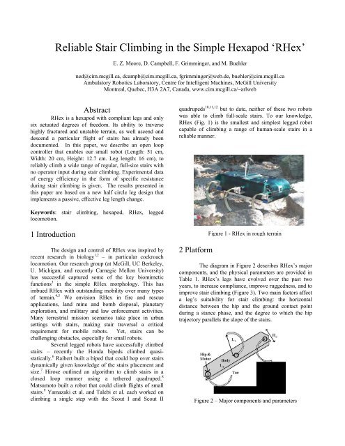 Stable Stair Climbing in a Simple Hexapod Robot - Summary of the ...