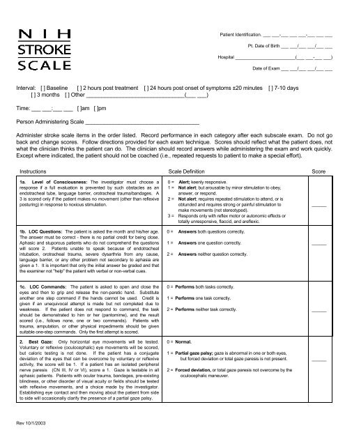NIH Stroke Scale - NINDS