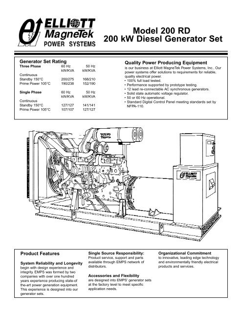 Model 200 RD 200 kW Diesel Generator Set - Western Machinery ...