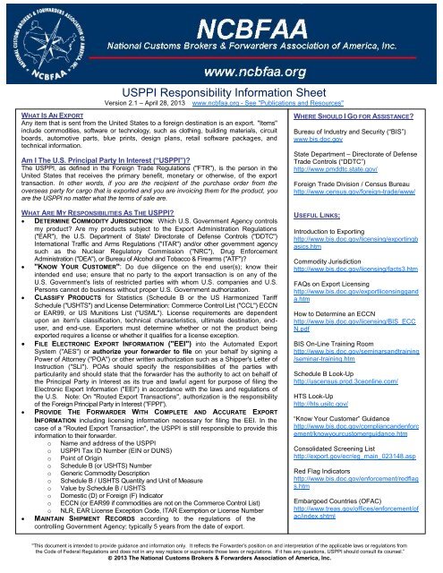 USPPI Responsibility Information Sheet - Page and Jones, Inc.