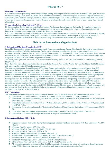 What is Port State Control (PSC) and Basics of PSC