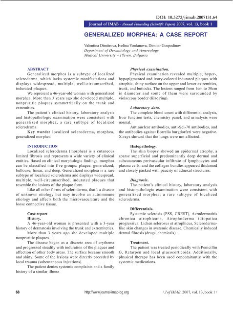 GENERALIZED MORPHEA: A CASE REPORT - Journal of IMAB