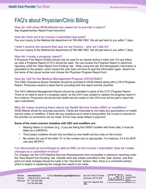 FAQ's about Physician/Clinic Billing