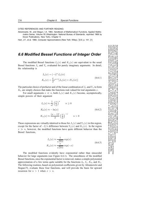 6 6 Modified Bessel Functions Of Integer Order Aip