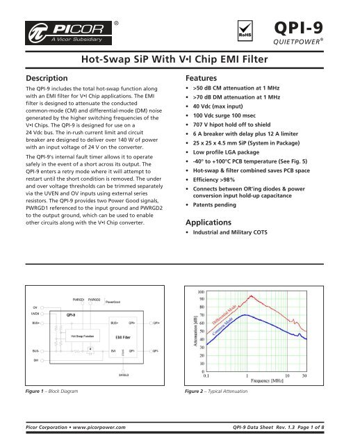 QPI-9 datasheet Hot-Swap SiP With V•I Chip EMI Filter - Vicor