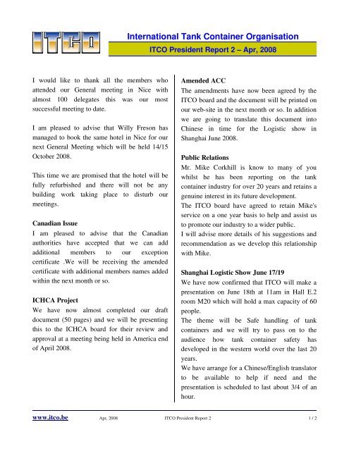 International Tank Container Organisation - Itco.be