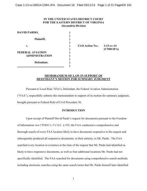 motion for summary judgment - MSPB Watch