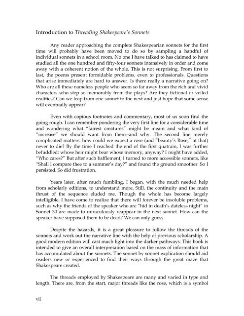 Introduction to Threading Shakespeare's Sonnets