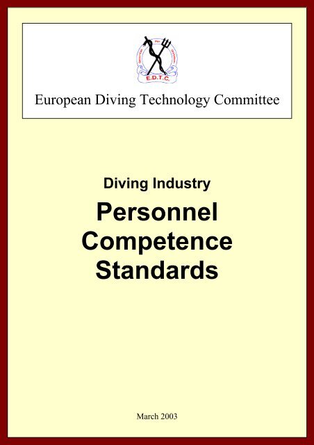 Diving Industry Personnel Competence Standards - European ...