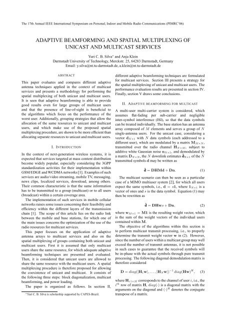 Adaptive Beamforming And Spatial Multiplexing Of Unicast And