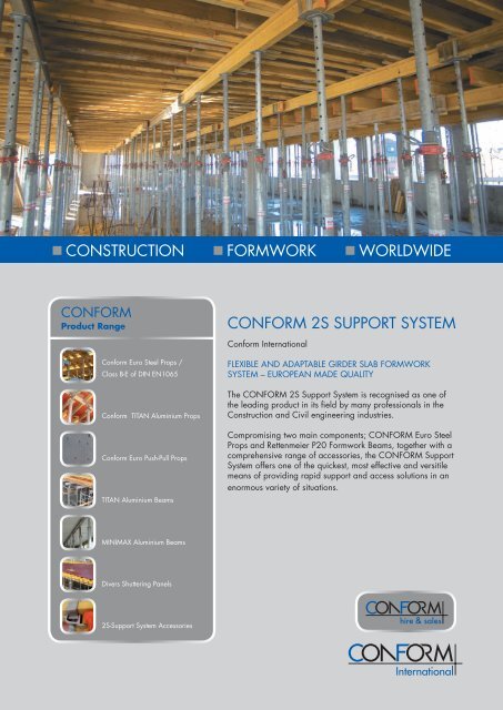 construction formwork worldwide conform 2s support system
