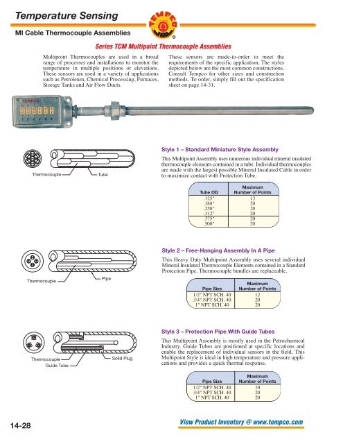 Multipoint Thermocouple Assemblies