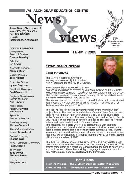 From the Principal - Van Asch Deaf Education Centre