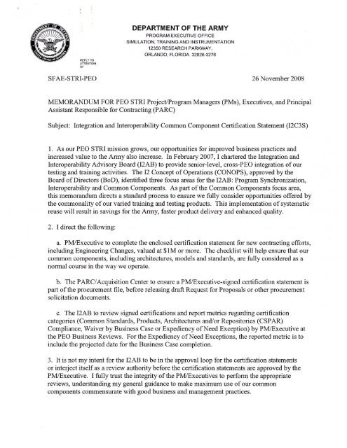 CSPAR - PEO STRI - U.S. Army