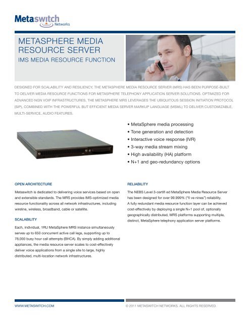 METASPHERE MEDIA RESOURCE SERVER - Metaswitch