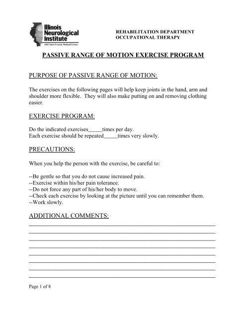 Passive Range of Motion Exercise Program - OSF Library