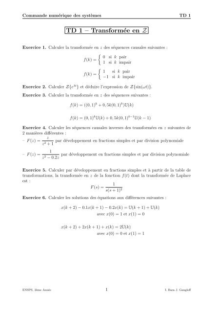 TD 1 â TransformÃ©e en Z - AVR