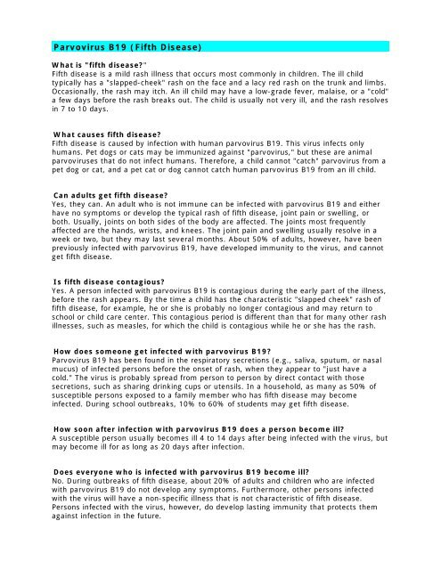 Parvovirus B19 (Fifth Disease)