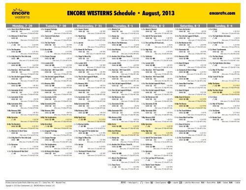 ENCORE WESTERNS Schedule - August, 2013 - Starz
