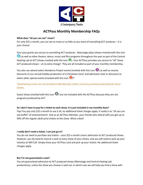 ACTPass Monthly Membership FAQs