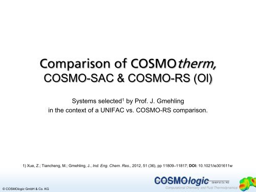 The COSMOtherm Program Usage and Application ... - COSMOlogic