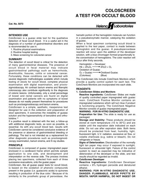 Develop Fecal Occult Blood