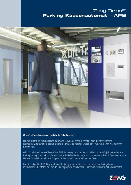 Zeag-OrionXR Parking Kassenautomat â APS - Electro Automation ...